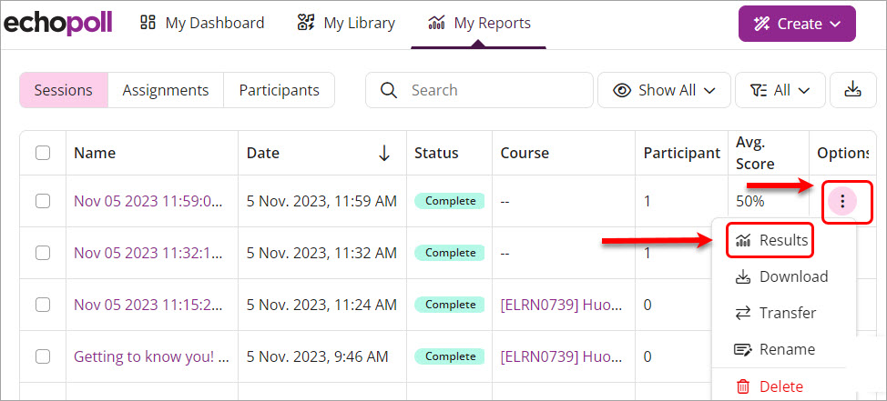 EchoPoll - Reports and Results (Original) - eLearning - University of Queensland